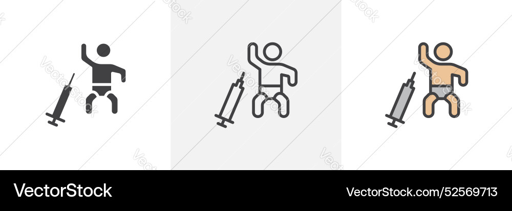 Baby vaccination icon set on white background Vector Image