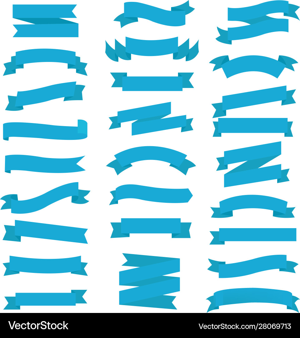 Blue ribbon set isolated white background Vector Image