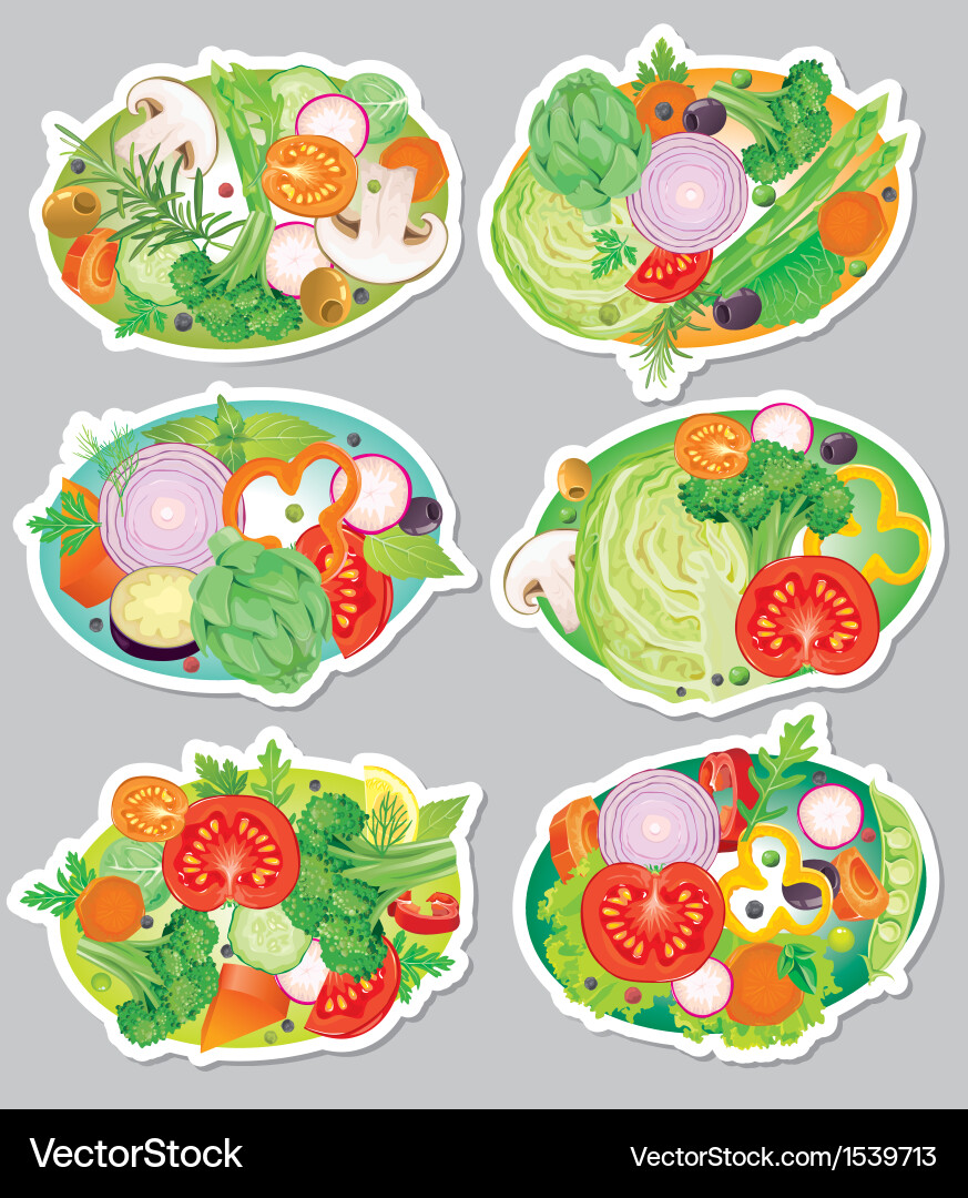 Colorful Vegetable Stickers Royalty Free Vector Image