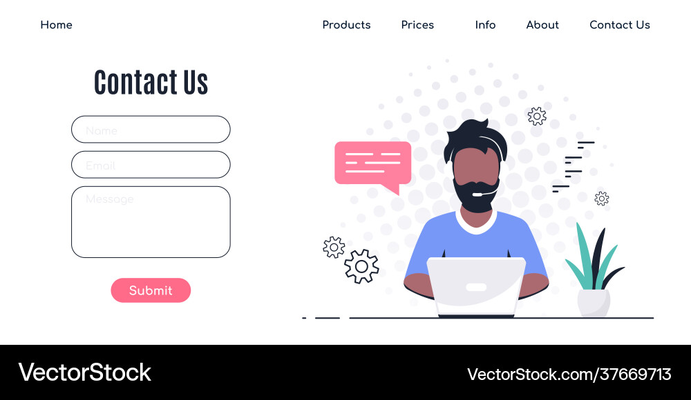 Contact us web page design template in flat style Vector Image
