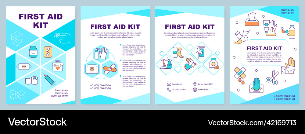 First aid kit blue brochure template Royalty Free Vector