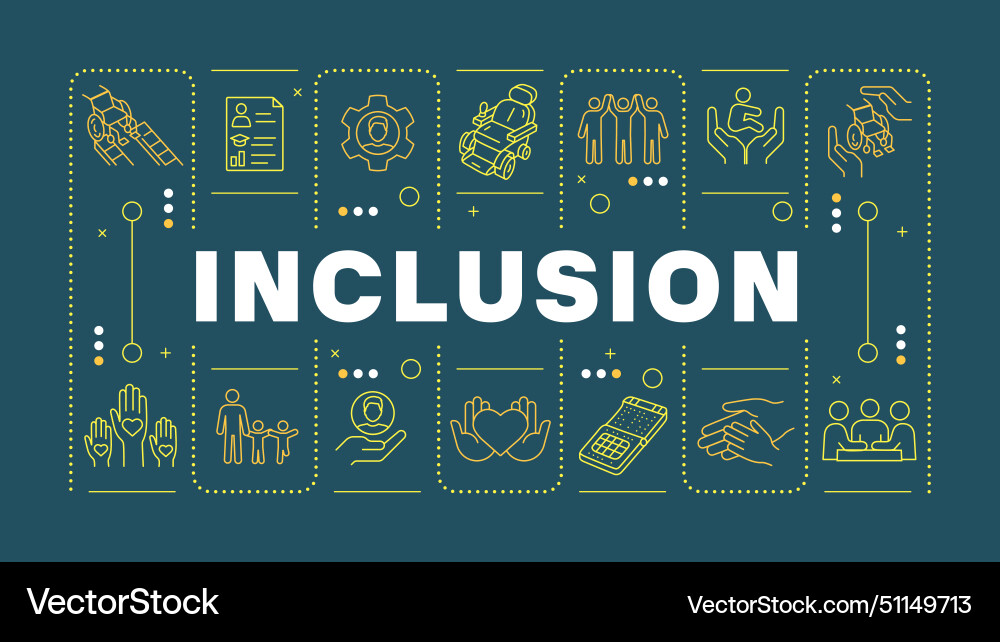 Inclusion purple word concept Royalty Free Vector Image