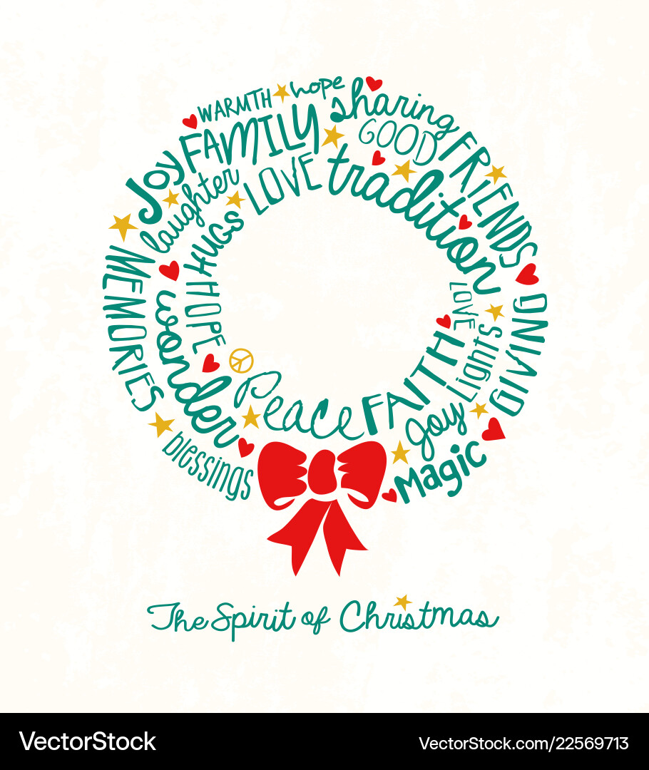 Inspiring words in christmas wreath shape Vector Image