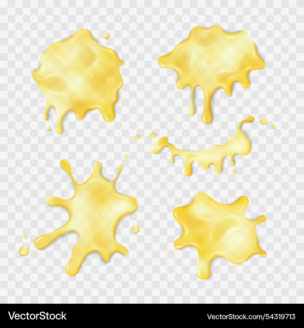 Liquid yellow slime blot set isolated elements Vector Image