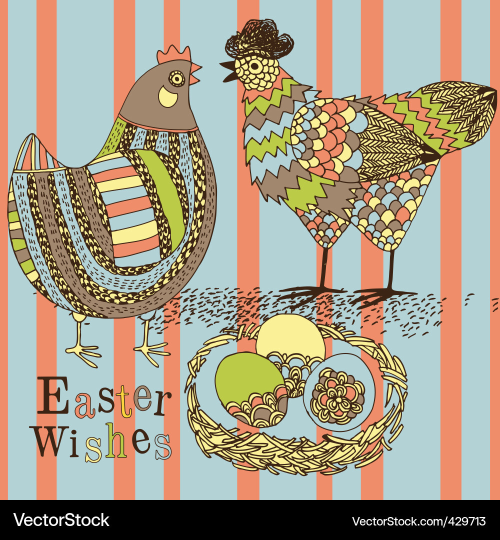 Whimsical Easter Card Royalty Free Vector Image