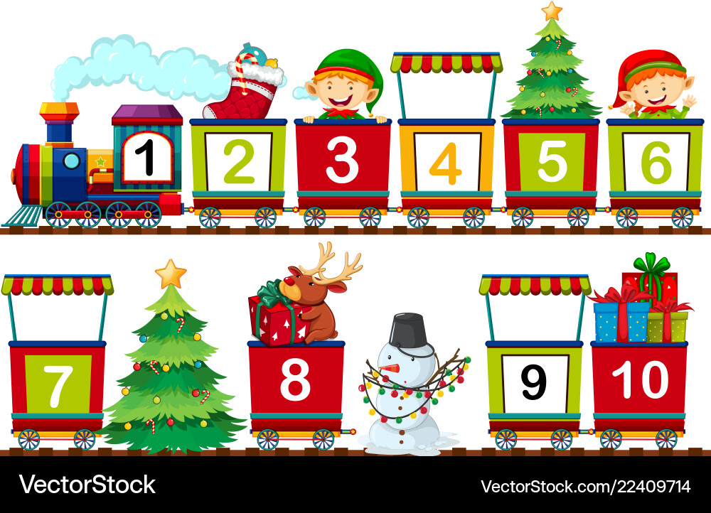 Christmas Number Train Set Royalty Free Vector Image