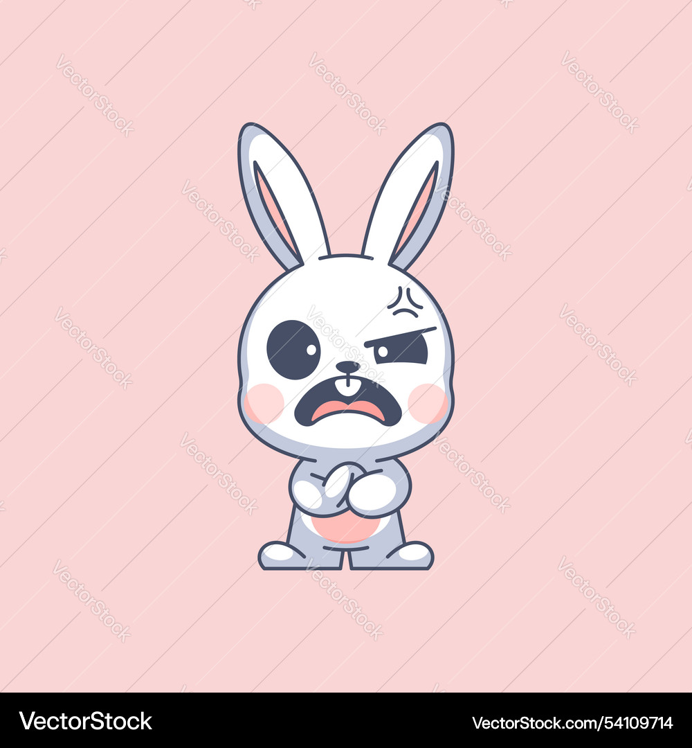 Cute bunny is angry Royalty Free Vector Image - VectorStock
