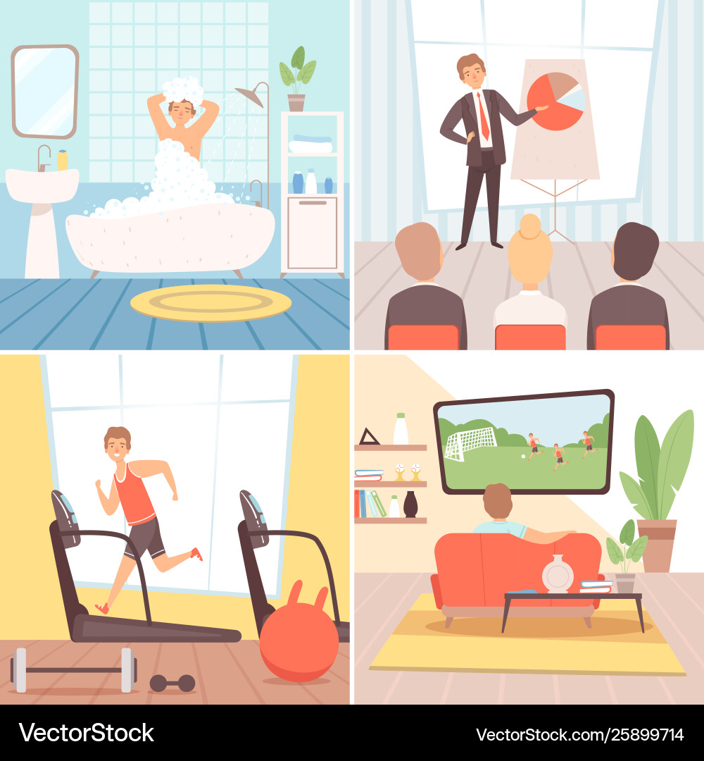 Daily routine background busy businessman Vector Image