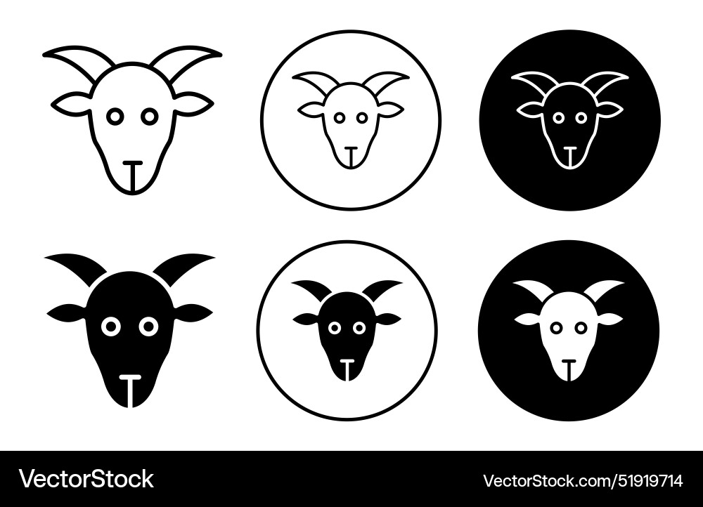Goat icon collection of outline thin line symbol Vector Image