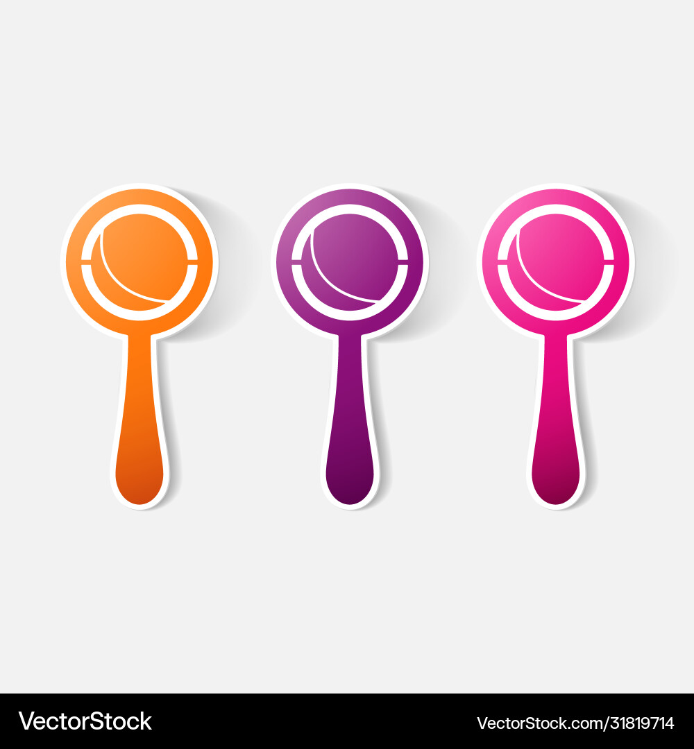 Paper clipped sticker rattle Royalty Free Vector Image