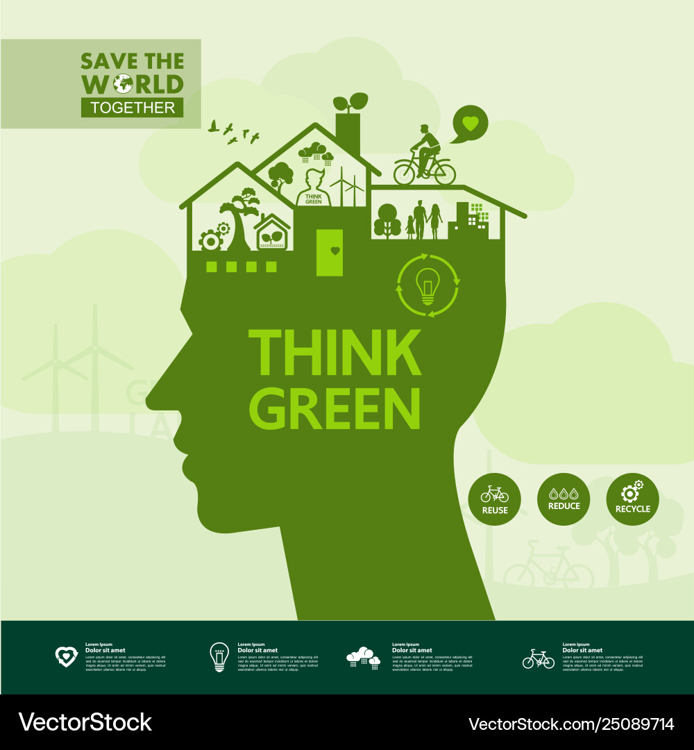 Save world together green ecology Royalty Free Vector Image