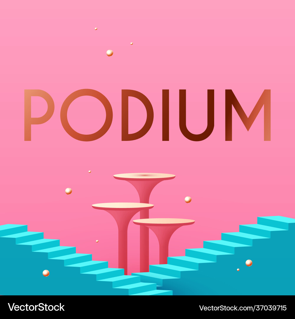 3d realistic circle podium with geometric elements