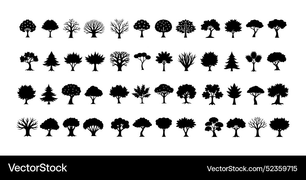 A set of tree silhouettes Royalty Free Vector Image