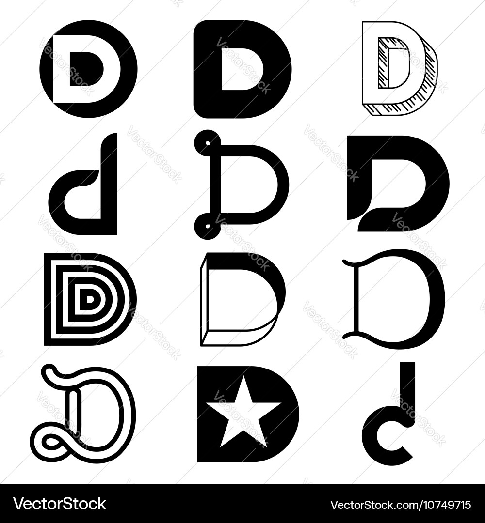 Abstract icons based on the letter d Royalty Free Vector