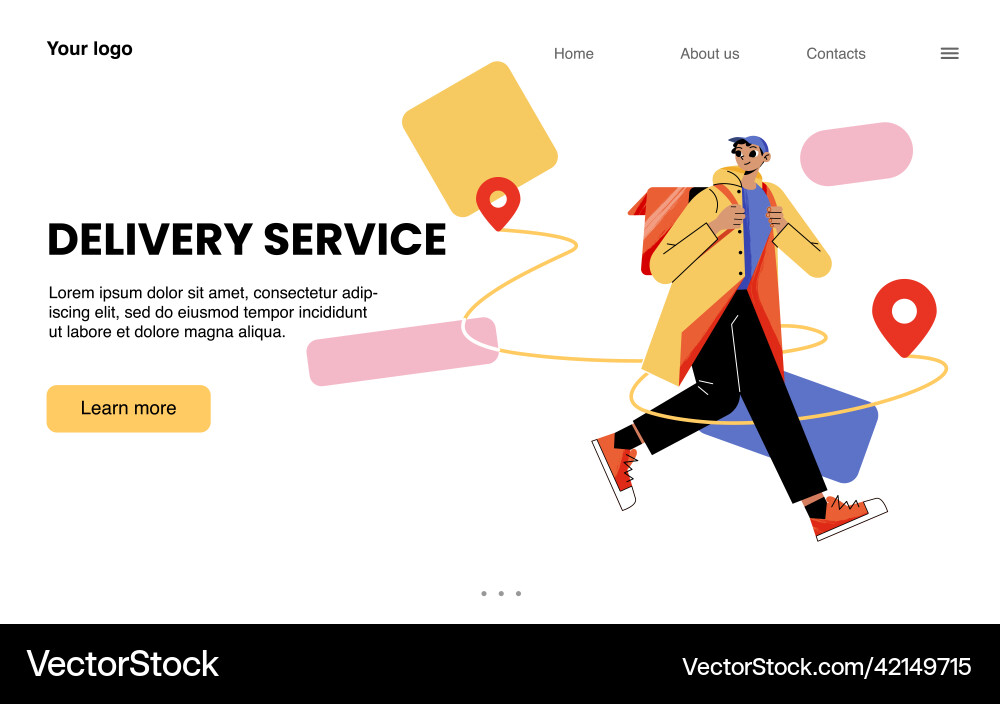 Delivery service banner with courier backpack Vector Image