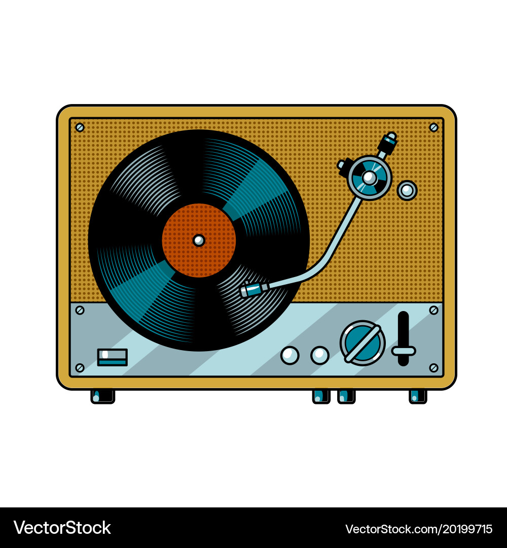 Retro Vinyl Turntable Art Royalty Free Vector Image
