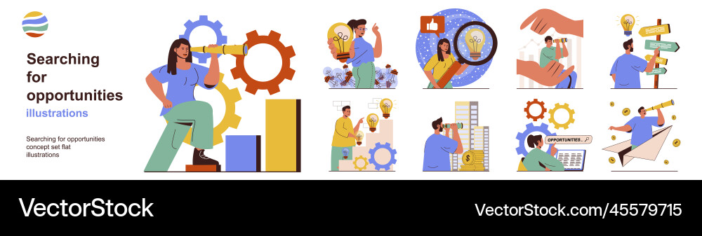 Searching for opportunities concept with character