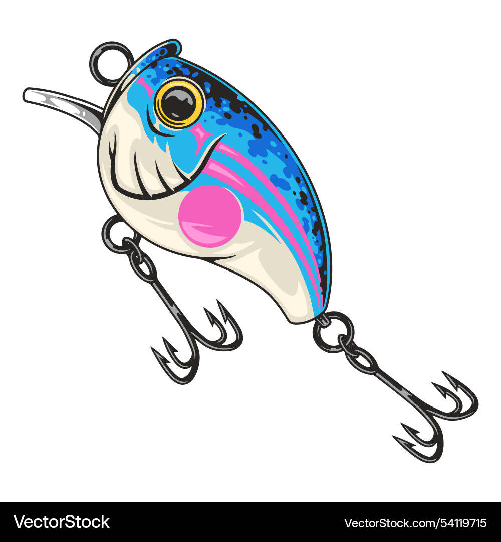 Vibrant fishing lure with hooks Royalty Free Vector Image