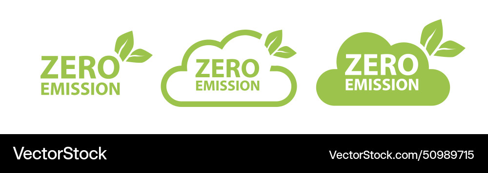 Zero emission net zero label stamp design leaves Vector Image