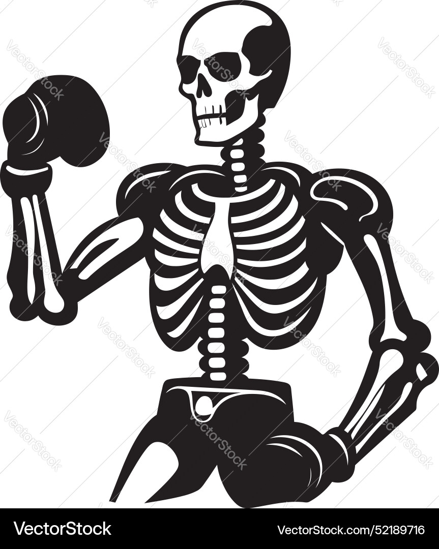 Bone bruiser skeleton boxer black logo deathly Vector Image