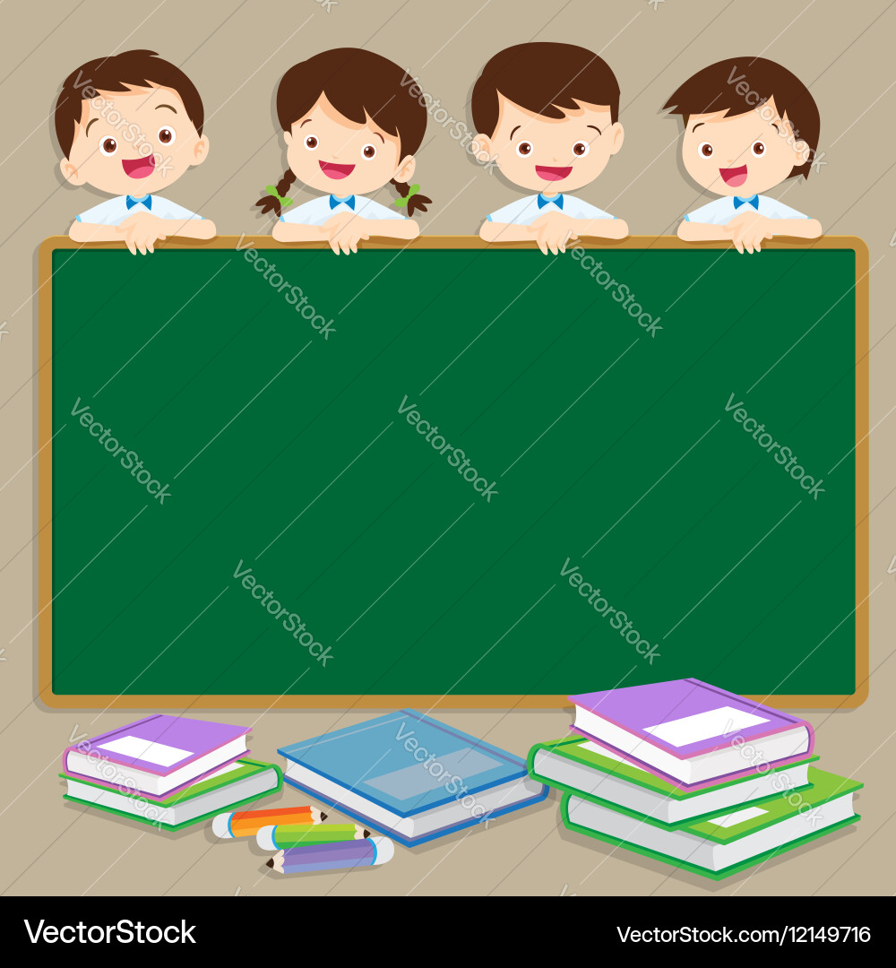 Cute student post smile on a chalkboard Royalty Free Vector