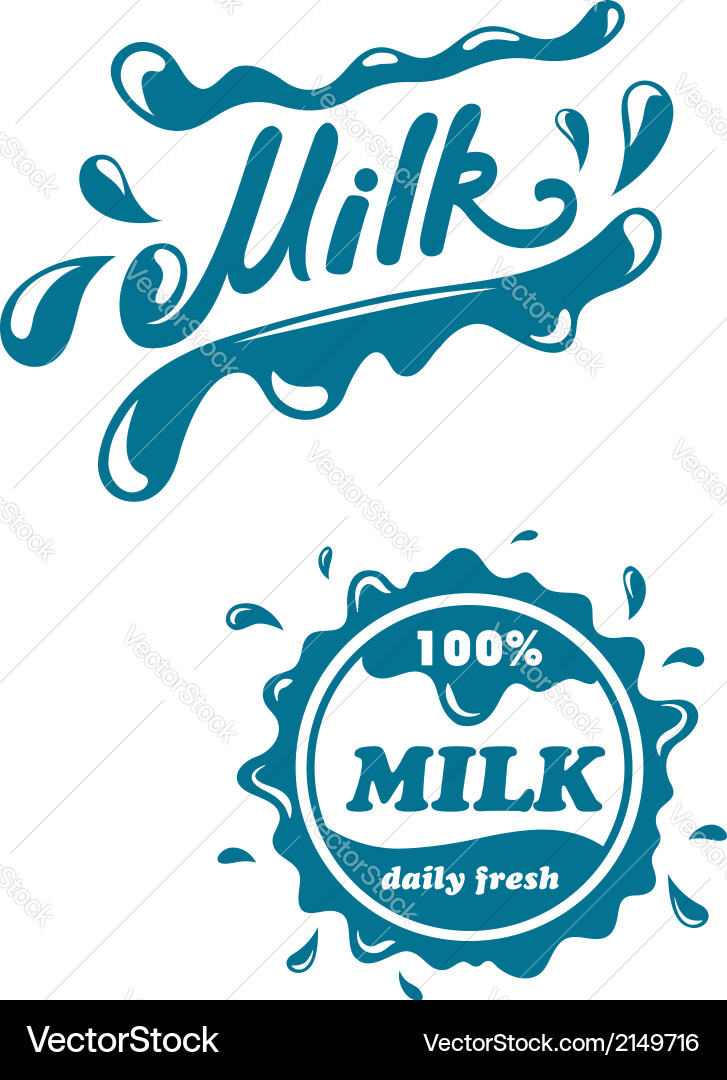 Fresh milk symbols Royalty Free Vector Image - VectorStock