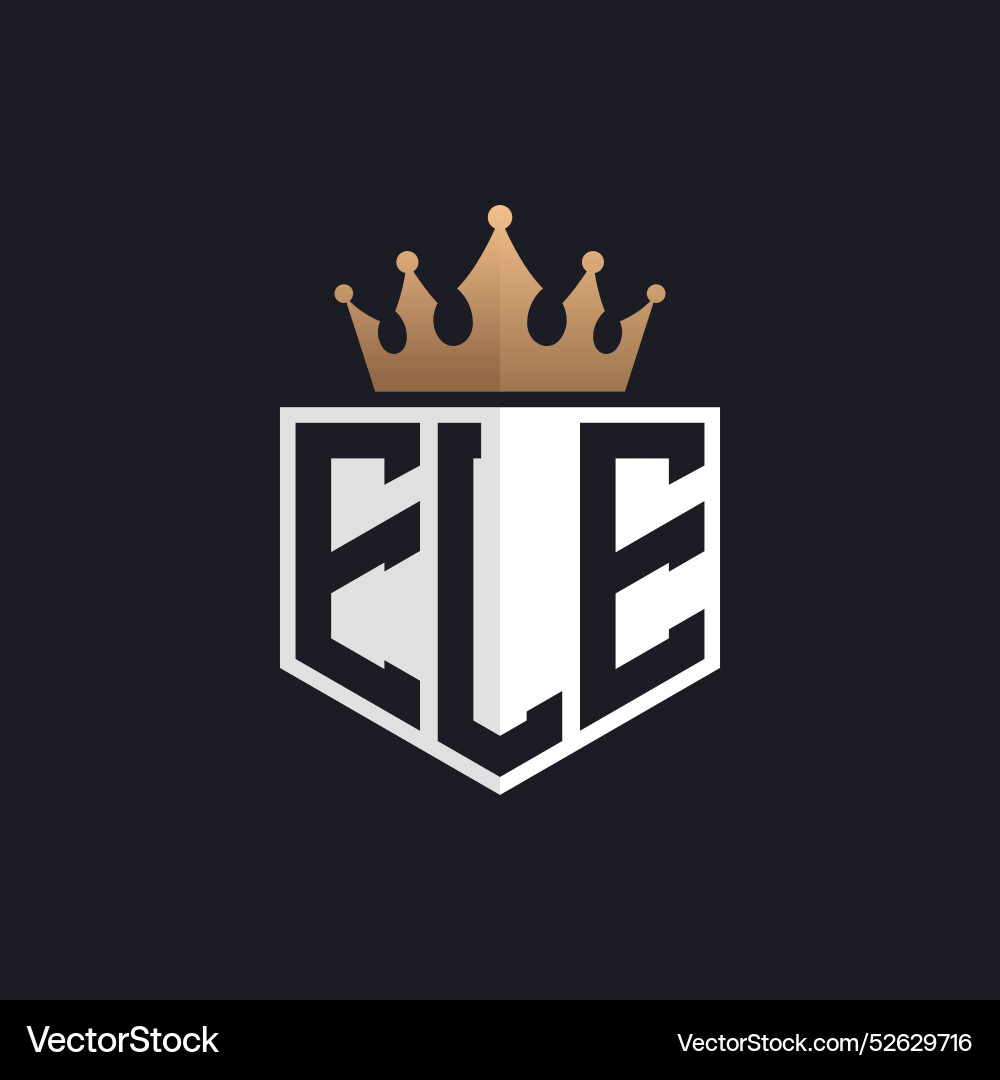 Luxury ele logo with crown elegant initials ele Vector Image