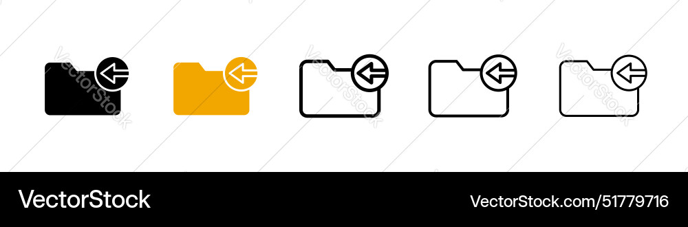 Move to folder line icon set Royalty Free Vector Image