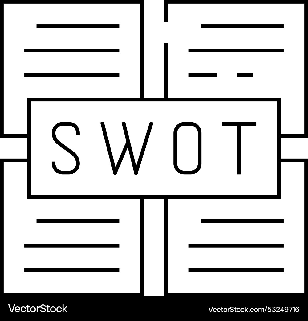 Swot analysis line icon black Royalty Free Vector Image