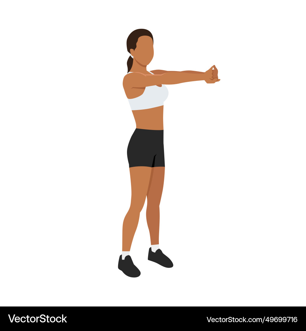 Woman doing upper back stretch exercise Royalty Free Vector