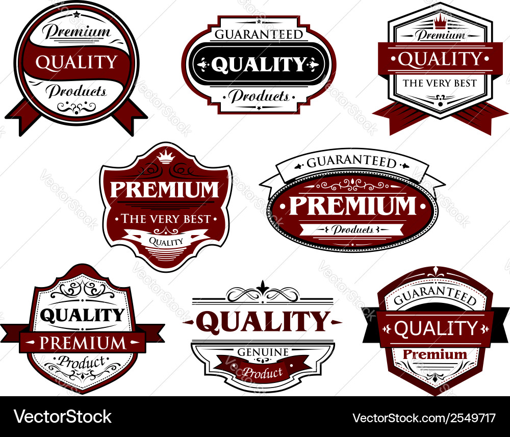 Assorted premium quality labels and banners Vector Image