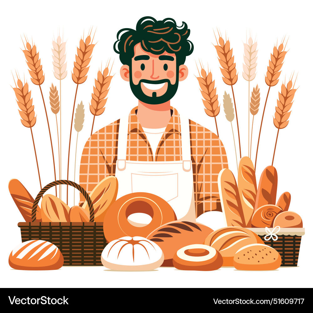 Baker flat design Royalty Free Vector Image - VectorStock