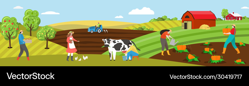 Farmer work on farm field Royalty Free Vector Image