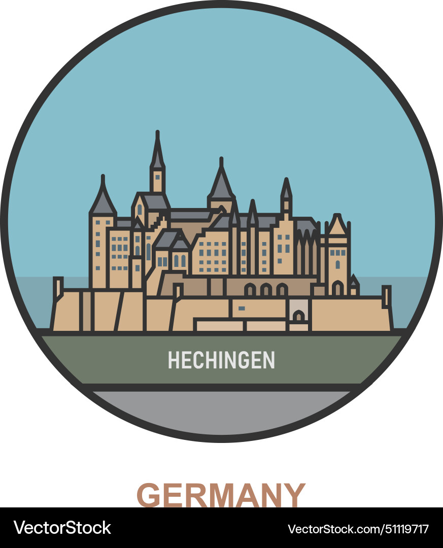 Hechingen cities and towns in germany Royalty Free Vector
