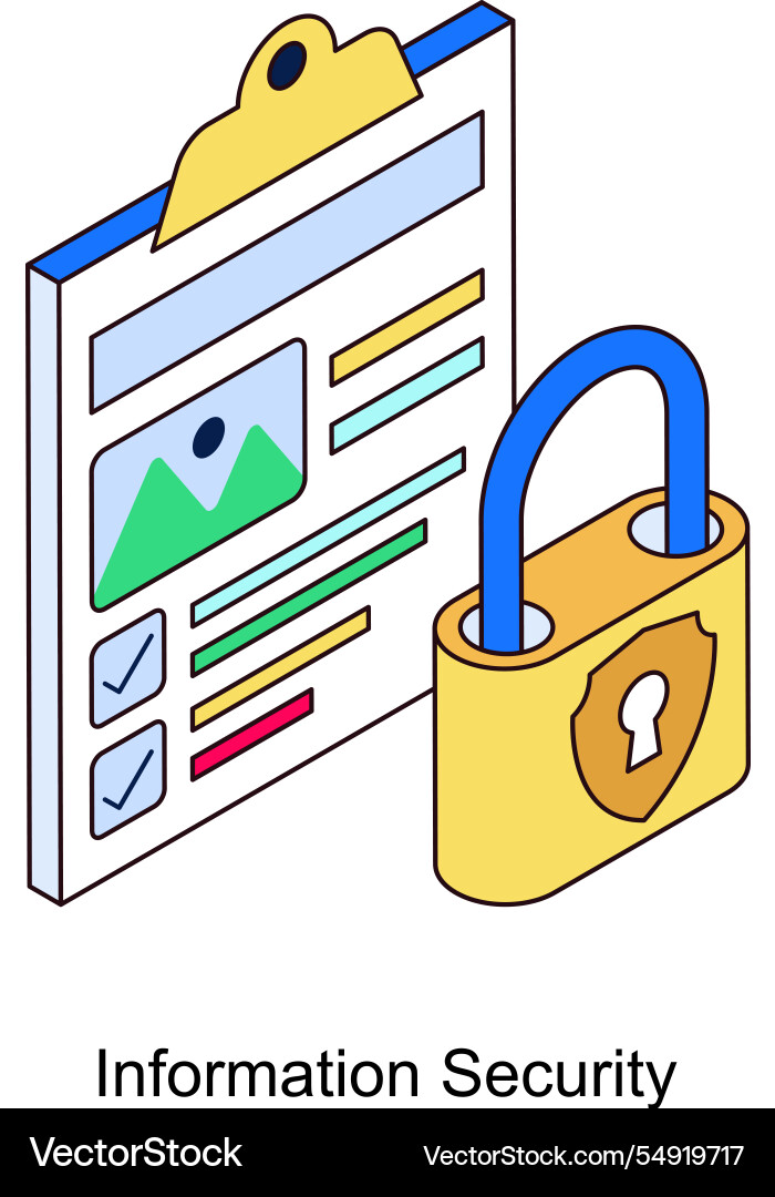 Information security isometric filled Royalty Free Vector