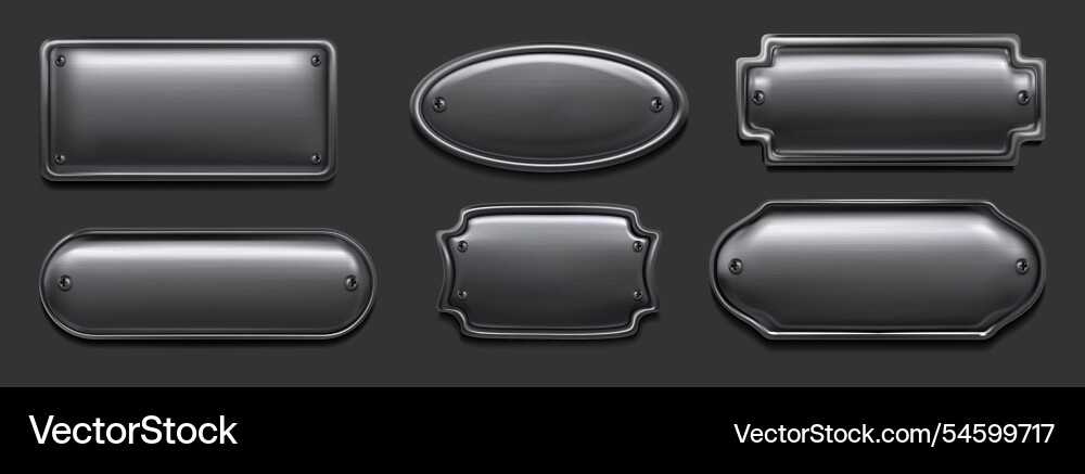 Iron plate metal silver plaque frame steel Vector Image