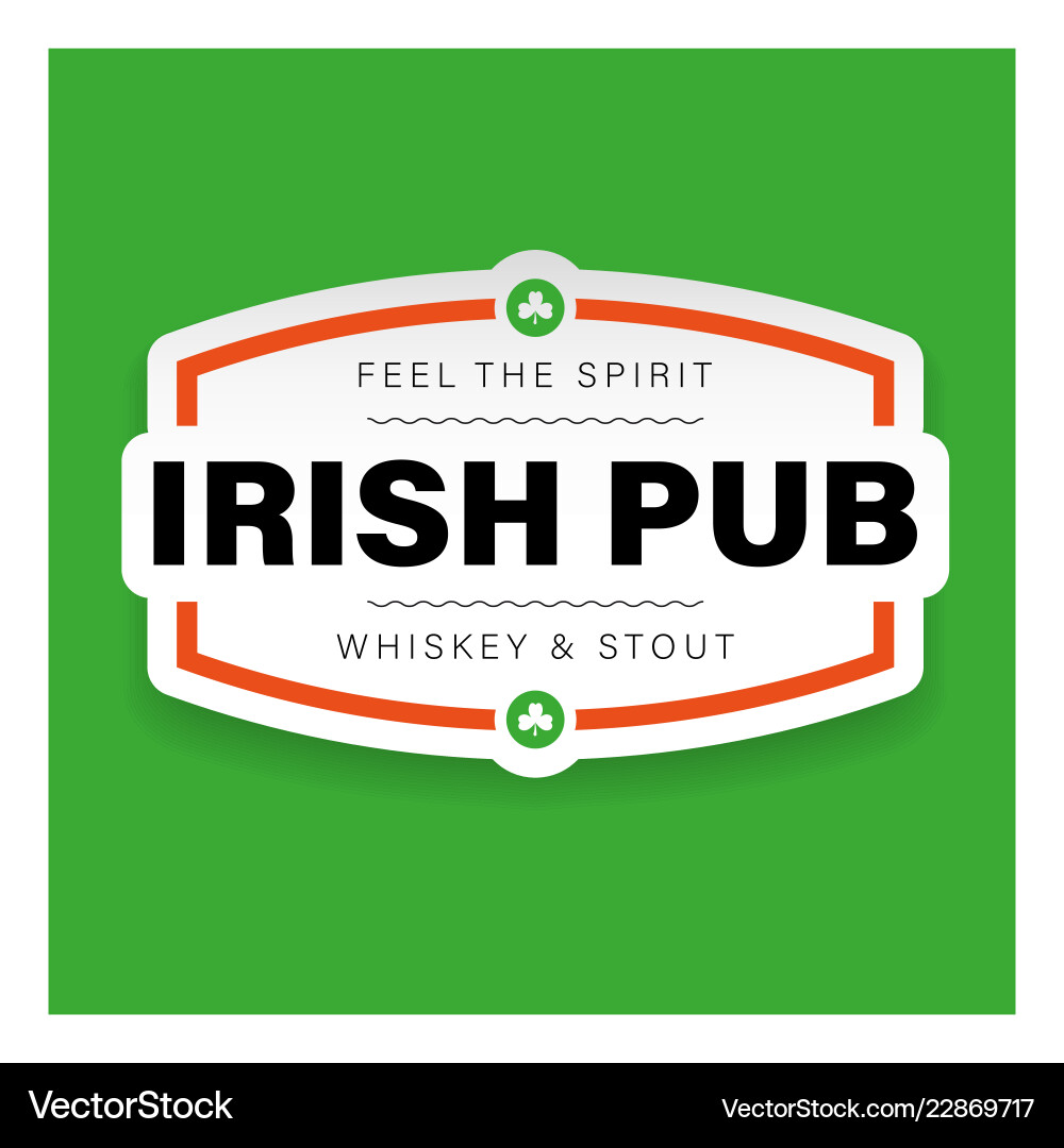 Vintage Irish Pub Sign Royalty Free Vector Image