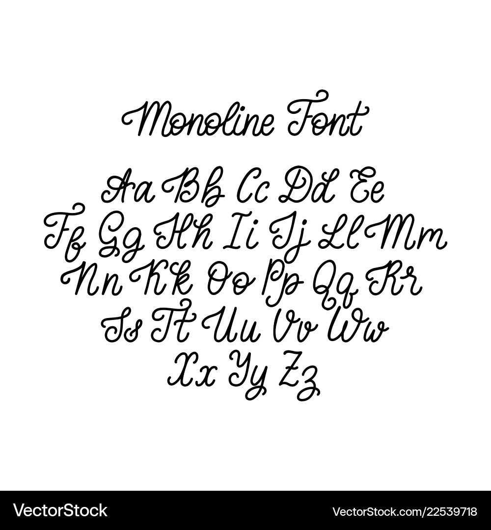 Calligraphic monoline font letters on white Vector Image
