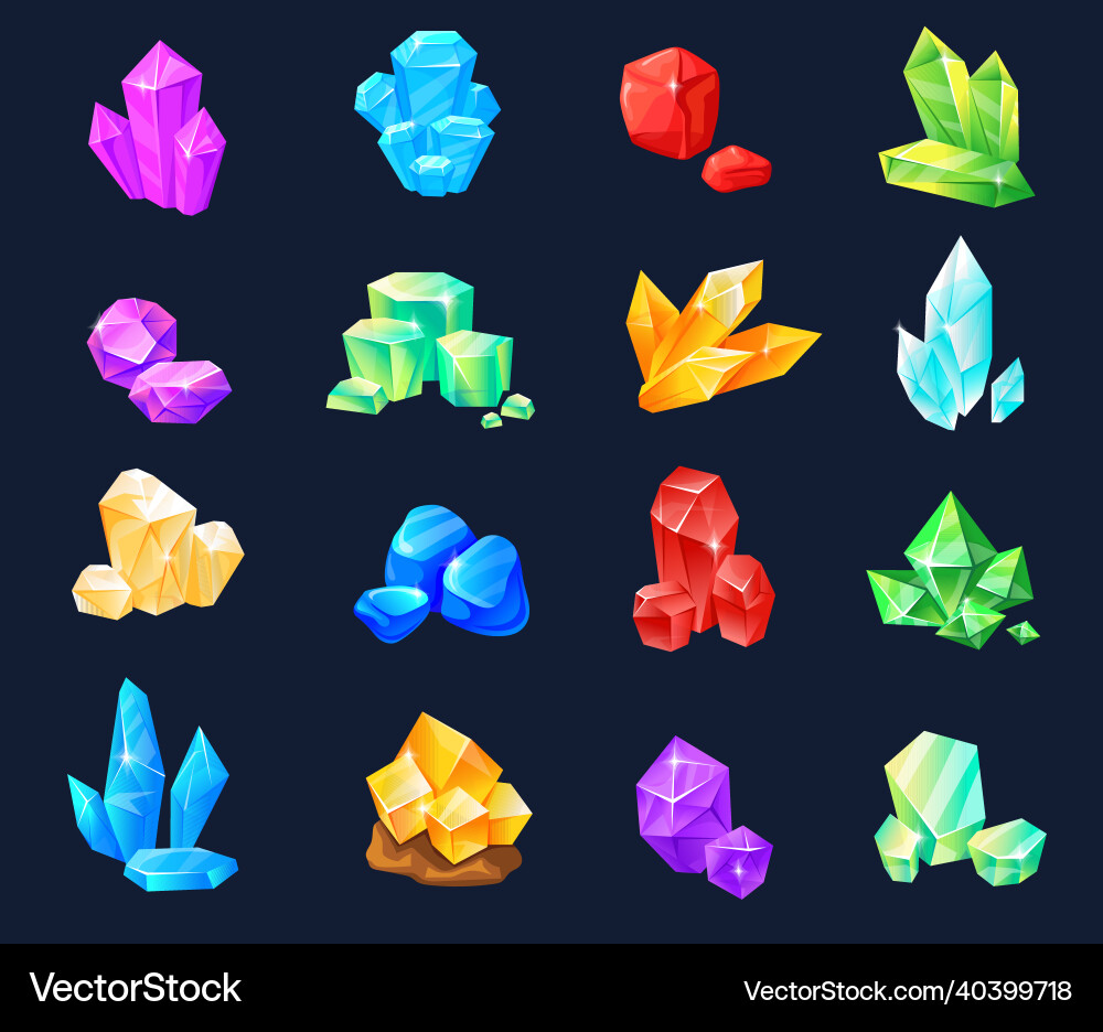 Colorful Crystal Gems Royalty Free Vector Image