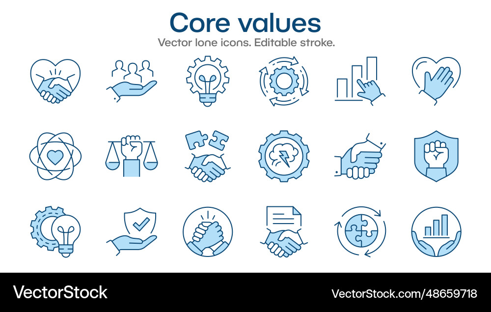 Core values flat icons such as business social Vector Image