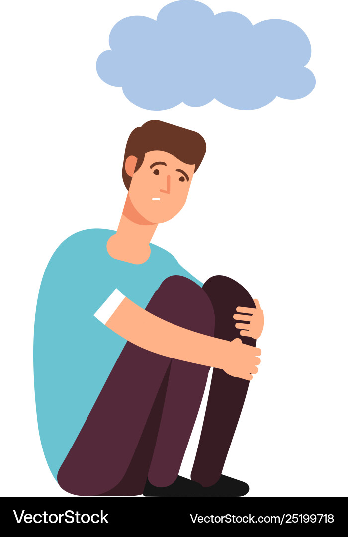 Depressed Man - Sadness and Isolation Royalty Free Vector