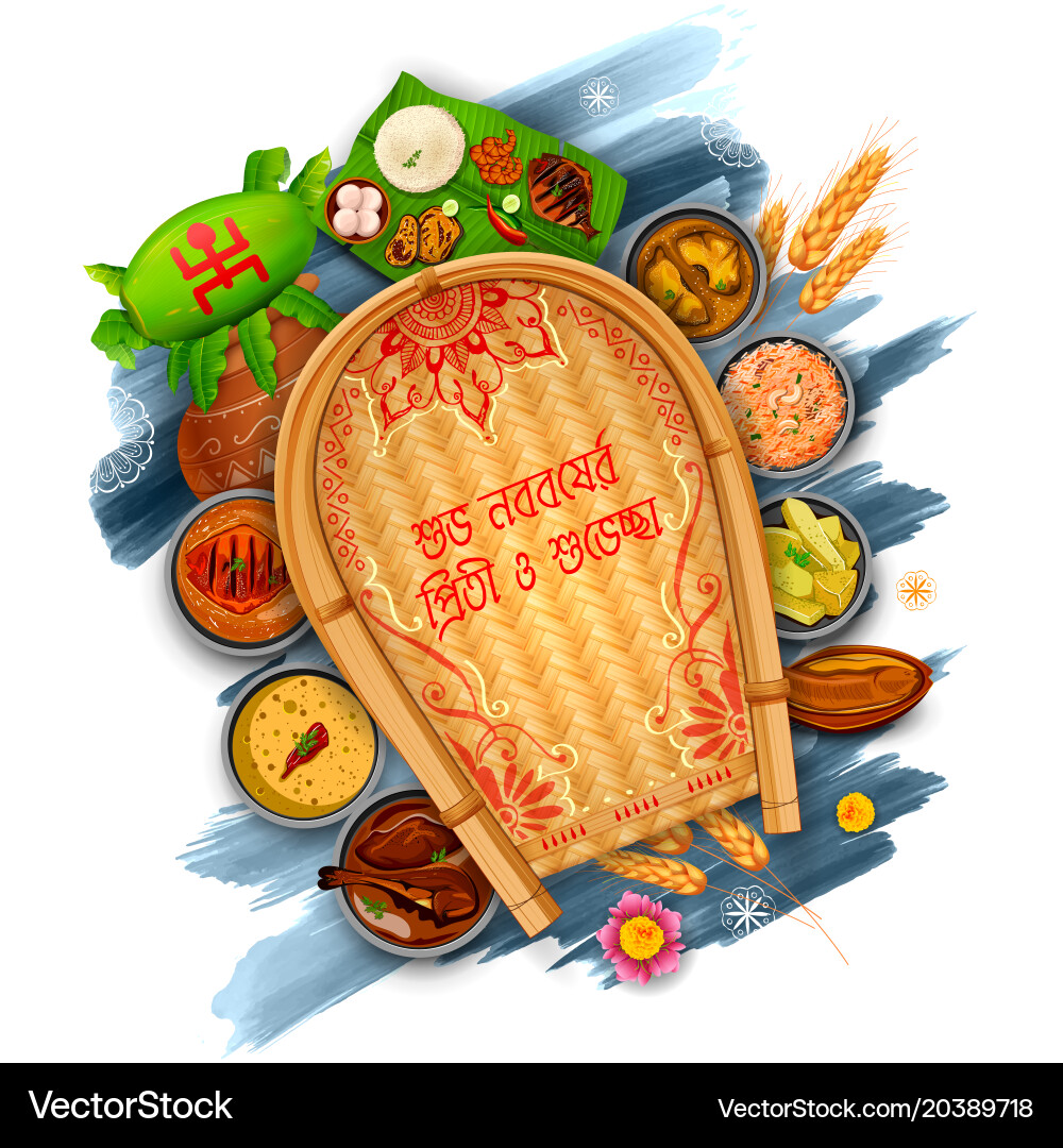Greeting background with bengali text subho Vector Image