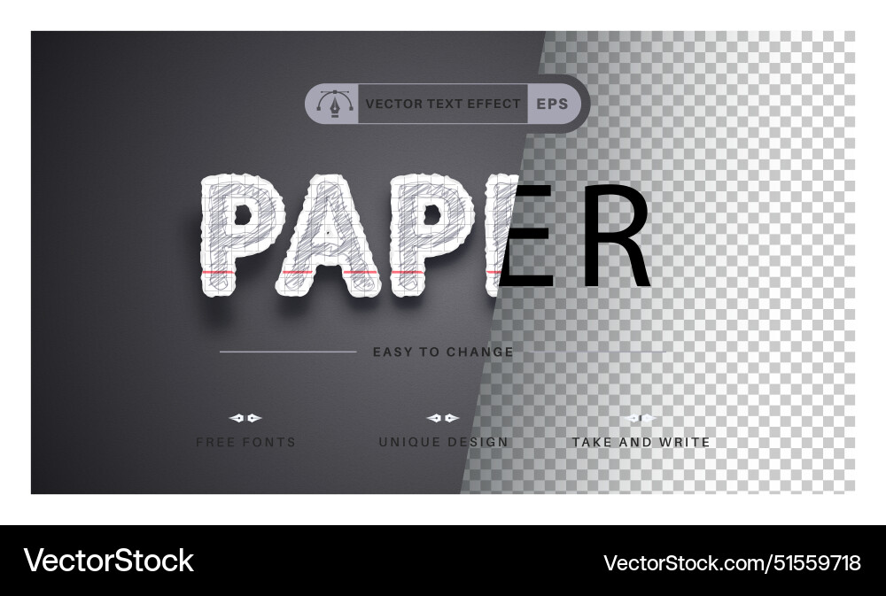 Hand Drawn Sticker Editable Text Effect Font Vector Image