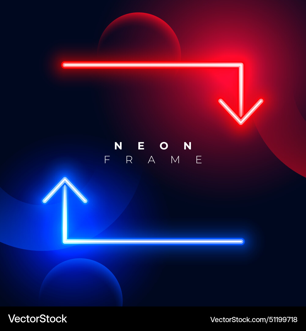 Red and blue glowing neon direction arrow design Vector Image