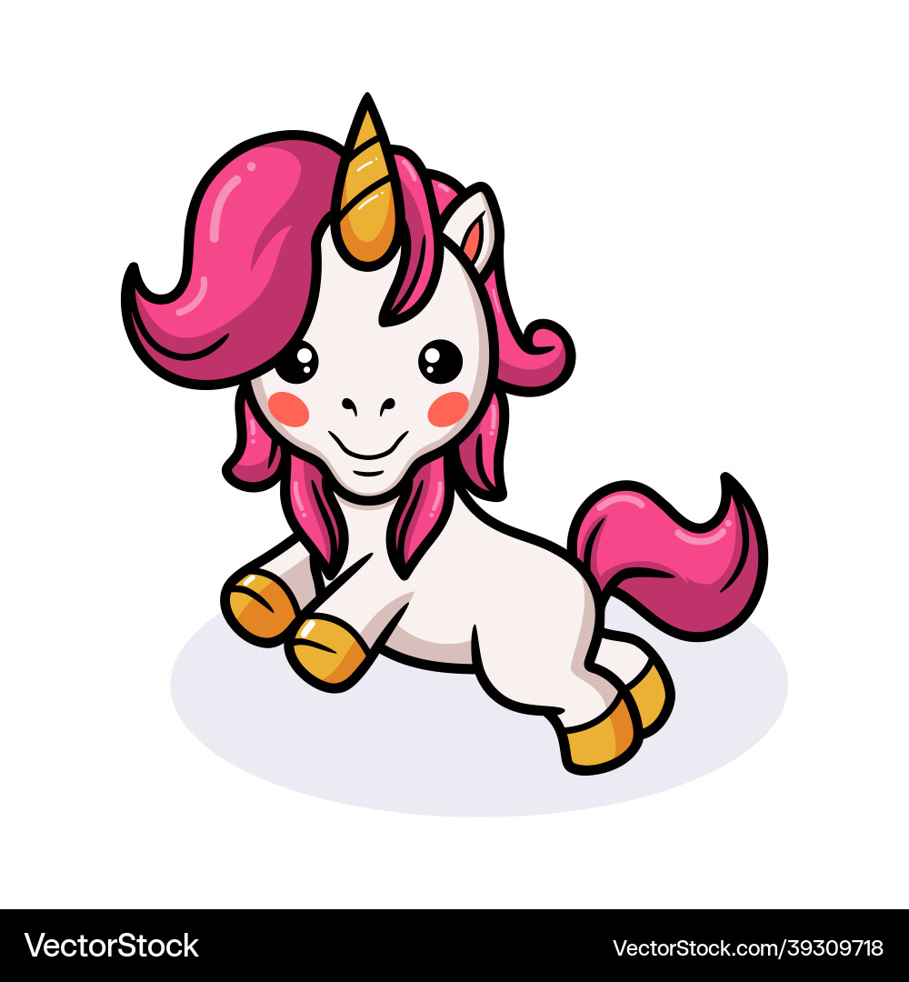 Süße Baby Einhorn Cartoon springen Lizenzfreier Vektor