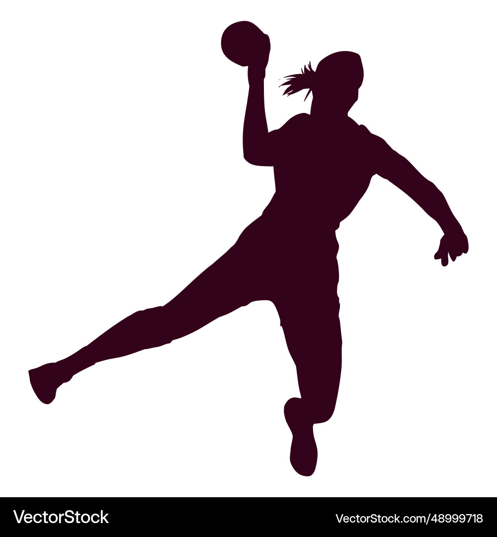 Silhouette woman playing handball Royalty Free Vector Image