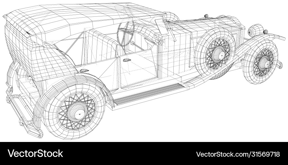 Wire-frame classic car the layers Royalty Free Vector Image