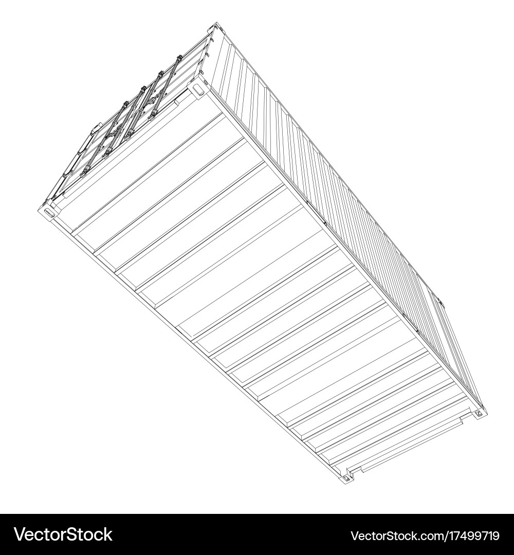 Cargo container wire-frame style Royalty Free Vector Image