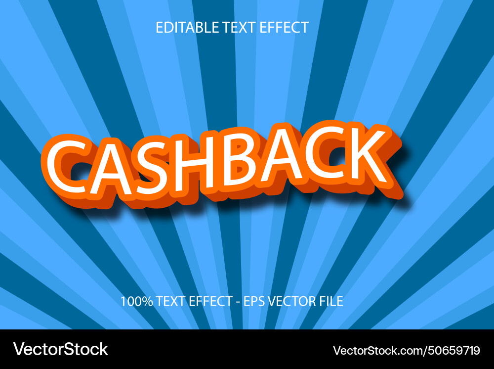 Cash back text effect modern style Royalty Free Vector Image