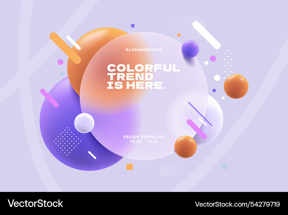 Colorful glassmorphism design with geometric Vector Image